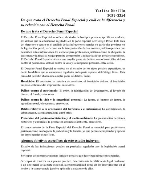De Que Trata El Derecho Penal Especial Y Cuál Es La Diferencia Y Su