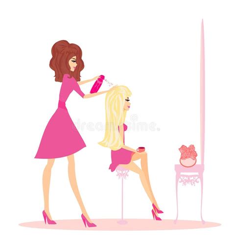 Beautiful Woman In Hairdressing Salon Stock Vector Illustration Of