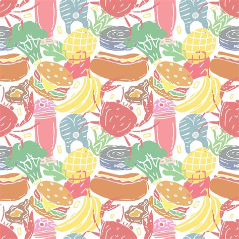 Seamless Food Pattern Doodle Food Background 26395231 Vector Art At