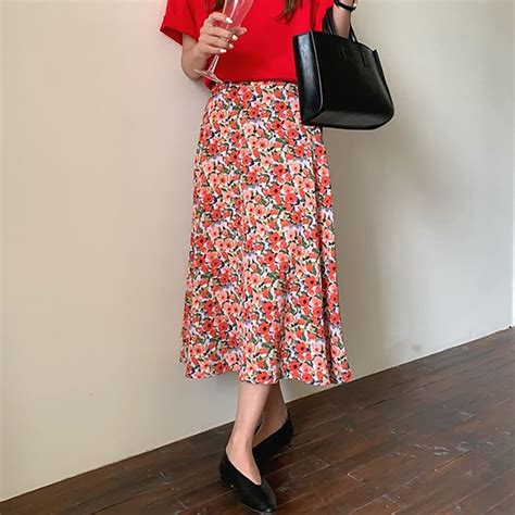 뉴러블 네이버에 ☞뉴러블☜ 검색 D 여성스러운 러블리 데일리 뒷밴딩 플라워 플레어 롱 스커트