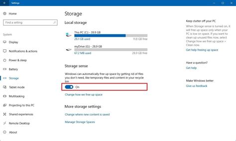 how to use storage sense to automatically free disk space in the