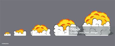 煙霧爆炸動畫煙霧動畫爆炸動畫用於遊戲卡通或動畫的雪碧表向量圖形及更多一組物體圖片 一組物體 仙女 光 Istock