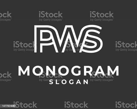 편지 Pws 모노그램 선형 라인 아트 개요 간단한 최소 미니멀리스트 현대 평면 벡터 디자인 일러스트 레이 션 로고에 대한 스톡