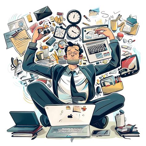 Premium Photo The Man Trying To Multitasking And Make Him Stressed