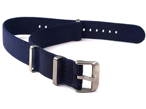 Elastic Nylonrubber Nato Watch Strap Band Navy Blue 22mm 03ne22ab02