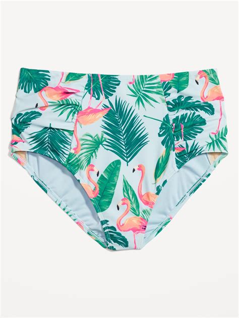 High Waisted Printed Ruched Bikini Swim Bottoms Old Navy