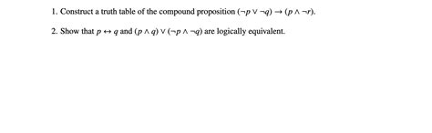 Solved 1 Construct A Truth Table Of The Compound