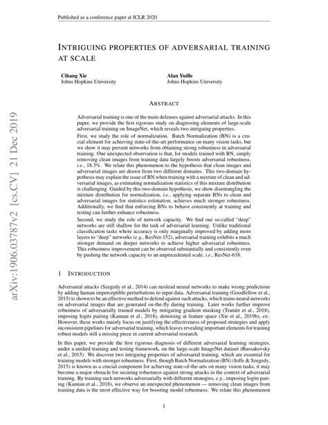 Pdf Intriguing Properties Of Adversarial Training