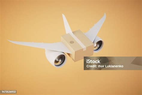 비행기로 소포 배달 파스텔 배경에 소포와 항공기 날개가 있는 상자 3d 렌더링 개념에 대한 스톡 사진 및 기타 이미지 개념 개념과 주제 공급망 Istock