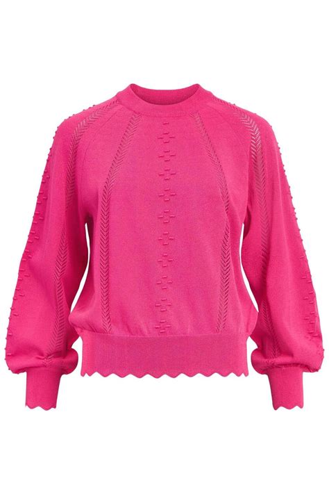 Objkalina L S Knit Pullover 123 23040118 Object Trui Magenta