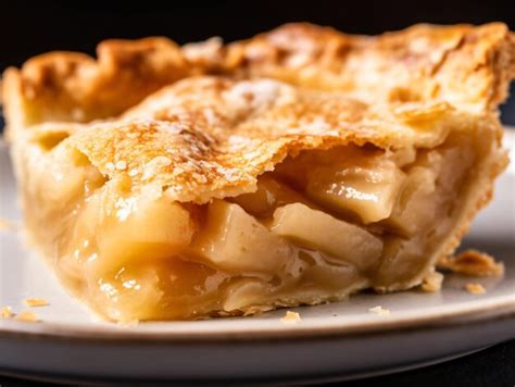 Um Tiro De Close Up De Uma Fatia De Torta De Maçã Recém Assada Com Uma
