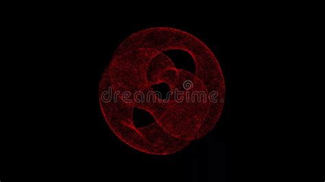 3d Knot Rotates On Black Background Object Dissolved Red Flickering Particles 60 Fps Business
