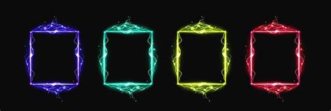 Free Vector Pink Rectangle Lightning Frame Electric Thunder