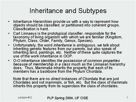 Inheritance And Subtypes Inheritance Hierarchies Provide Us With