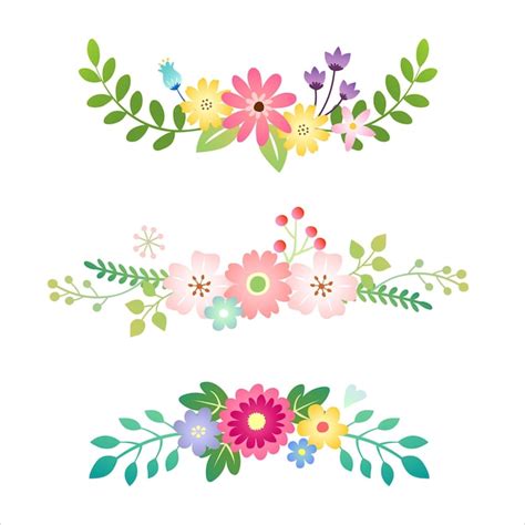 Premium Vector Vector Flowers Set Elegant Floral Frames Border