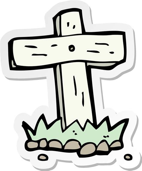 autocollant d une tombe de croix en bois de dessin animé Art vectoriel chez Vecteezy