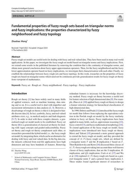 Pdf Fundamental Properties Of Fuzzy Rough Sets Based On Triangular