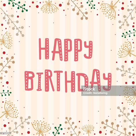 텍스트 템플릿 인사말 카드 생일 축 하 만든된 허브 및 분기의 프레임입니다 파스텔 색상입니다 0명에 대한 스톡 벡터 아트 및