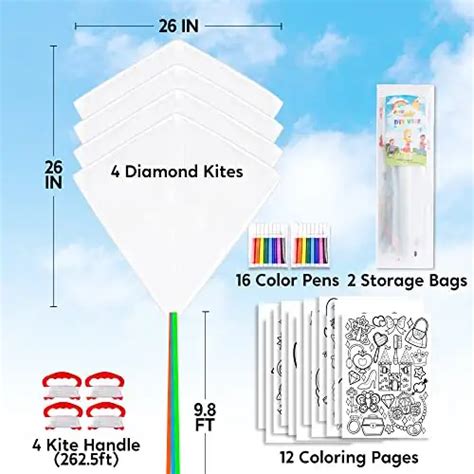 Joyin 4 بسته Diy الماس بادبادک با قلم آبرنگ و تار بادبادک ، بادبادک بچه