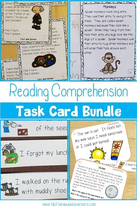 Reading Comprehension Task Card Bundle Reading Comprehension Task Cards Reading Comprehension