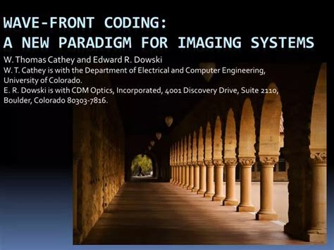 PPT Wave Front Coding A New Paradigm For Imaging Systems PowerPoint Presentation ID