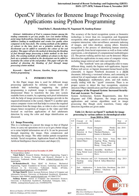 Pdf Opencv Libraries For Benzene Image Processing Applications Using