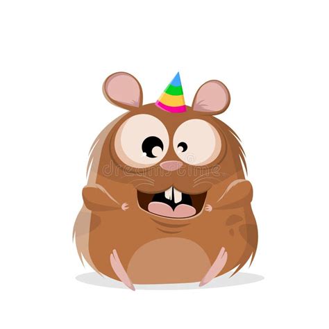 Cartoon Illustration Of A Happy Party Hamster Stock Vector