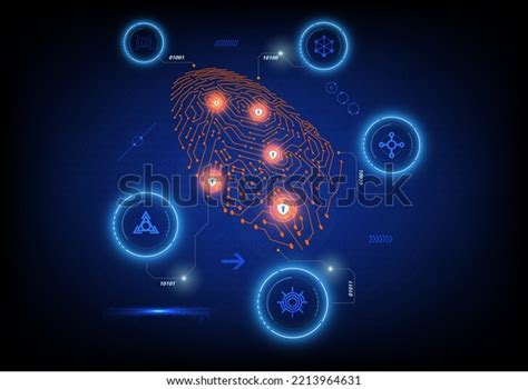 Fingerprint Scanning Technology Background Cyber Security Stock Vector Royalty Free 2213964631
