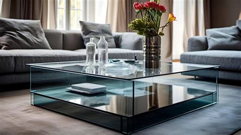 Premium Photo Sleek Glass Coffee Table