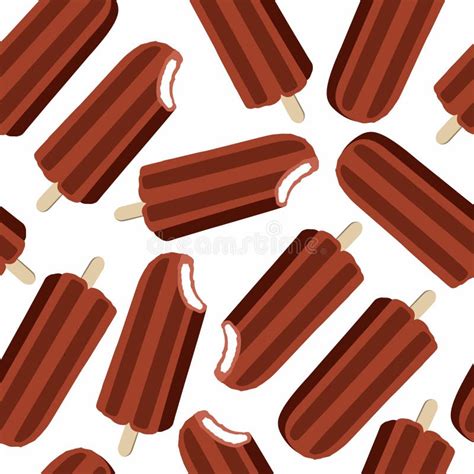 Seamless Hand Drawn Summer Pattern With Ice Cream Eskimo With Black