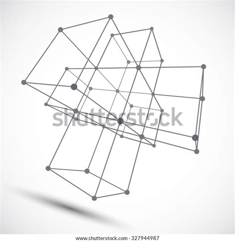 Wireframe Mesh Cubes Connected Dots Lines Stock Vector Royalty Free