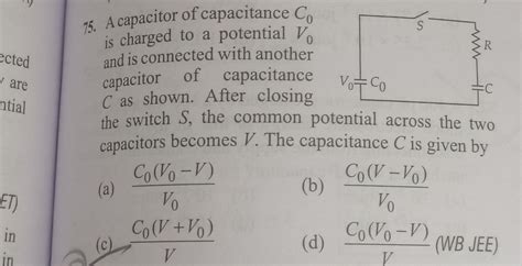 75 A Capacitor Of Capacitance C0 Is Charged To A Potential V0 And Is C