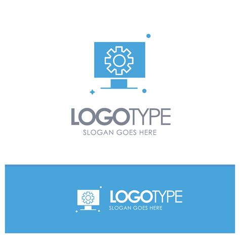 Computer Hardware Setting Gear Blue Solid Logo With Place For Tagline