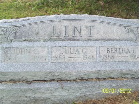 Julia C Turney Lint 1868 1946 Memorial Find A Grave