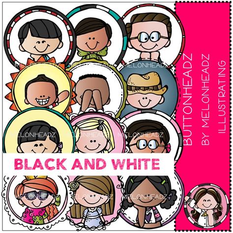 Buttonheadz Clip Art Black And White Melonheadz