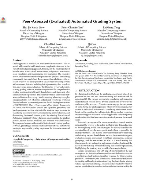 Pdf Peer Assessed Evaluated Automated Grading System A Comprehensive Exploration With