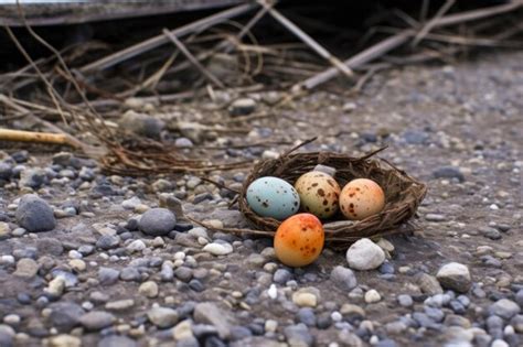Premium Ai Image Broken Birds Eggs Near A Displaced Nest On The Ground