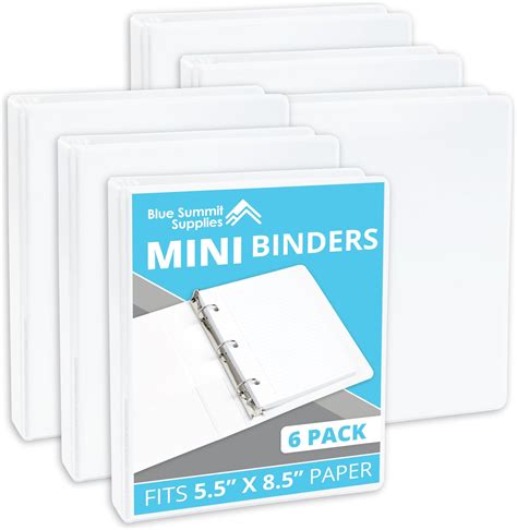 Henoyso 6 Pcs Plastic 1 Mini 3 Ring Binders 200 Sheets Capacity Fits 5 5 X 8 5