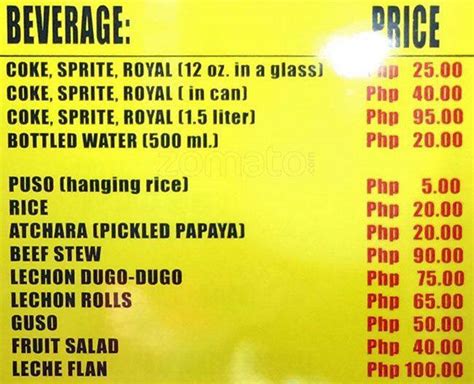 Menu At Chicky Oink Lechon Belly Restaurant Lapu Lapu City 8x75 Vr7