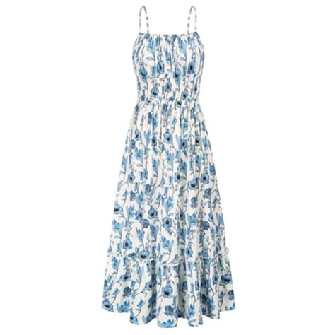 Grace Karin Boho Dresses For Women Spaghetti Strap Maxi Dress Casual Beach Floral A Line Tiered