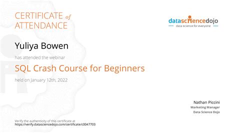 Yuliya Bowen S Certificate Data Science Dojo