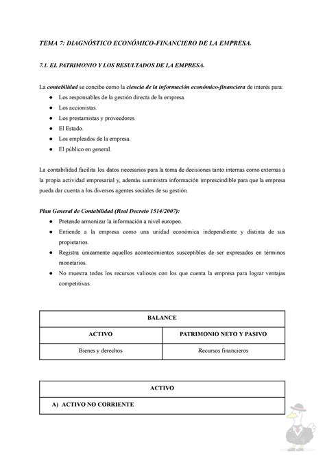 Tema 7 Tema 7 DiagnÓstico EconÓmico Financiero De La Empresa 7 El