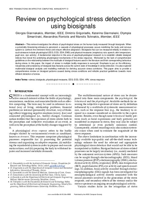 Pdf Review On Psychological Stress Detection Using Biosignals