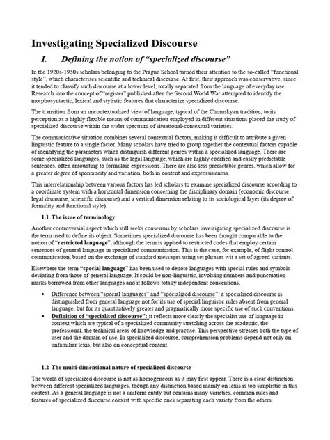 Investigating Specialized Discourse Pdf Verb Discourse