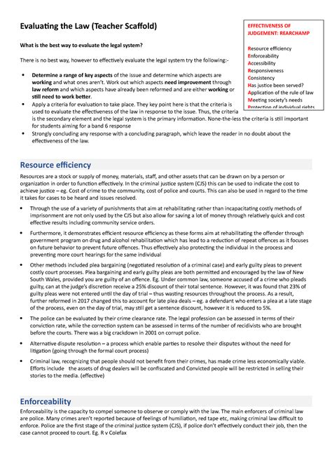 Evaluating The Law Teacher Scaffold Work Out Which Aspects Need