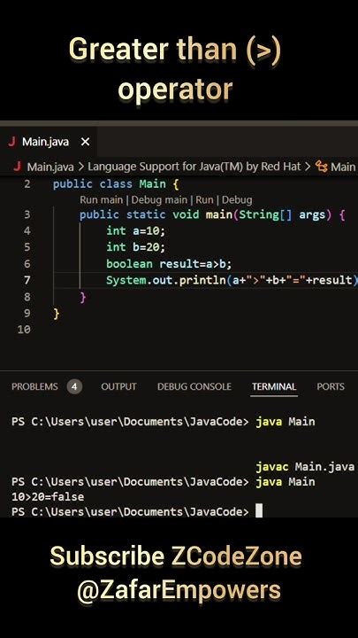 Comparison Greater Than Operator Works In Java Subscribe Zafarempowersfollow Coding Java