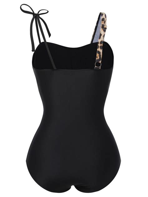 1950s Leopard Patchwork One Piece Swimsuit Swimsuits One Piece
