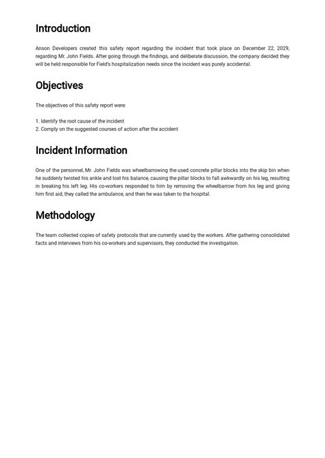 Safety Report Template Free PDF Word Apple Pages Google Docs