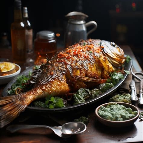 Premium Ai Image Eating Delicious Fish