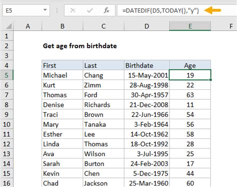 Excel Datedif Function Exceljet